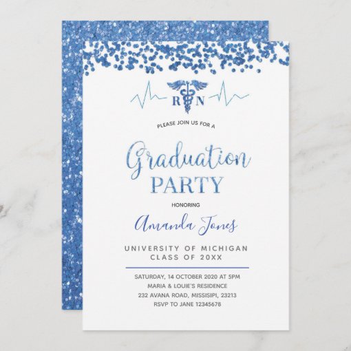 Periwinkle blue Nurse Graduation Party Invitation | Zazzle