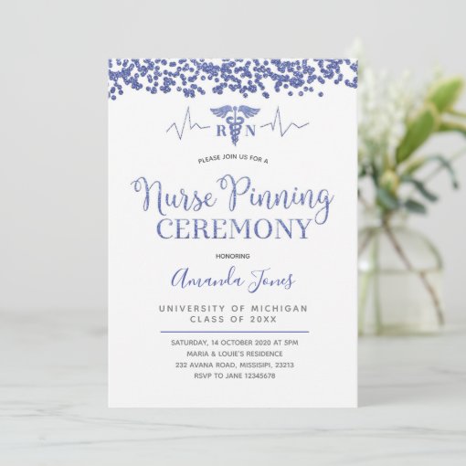Periwinkle blue Nurse Pinning Ceremony Invitation | Zazzle