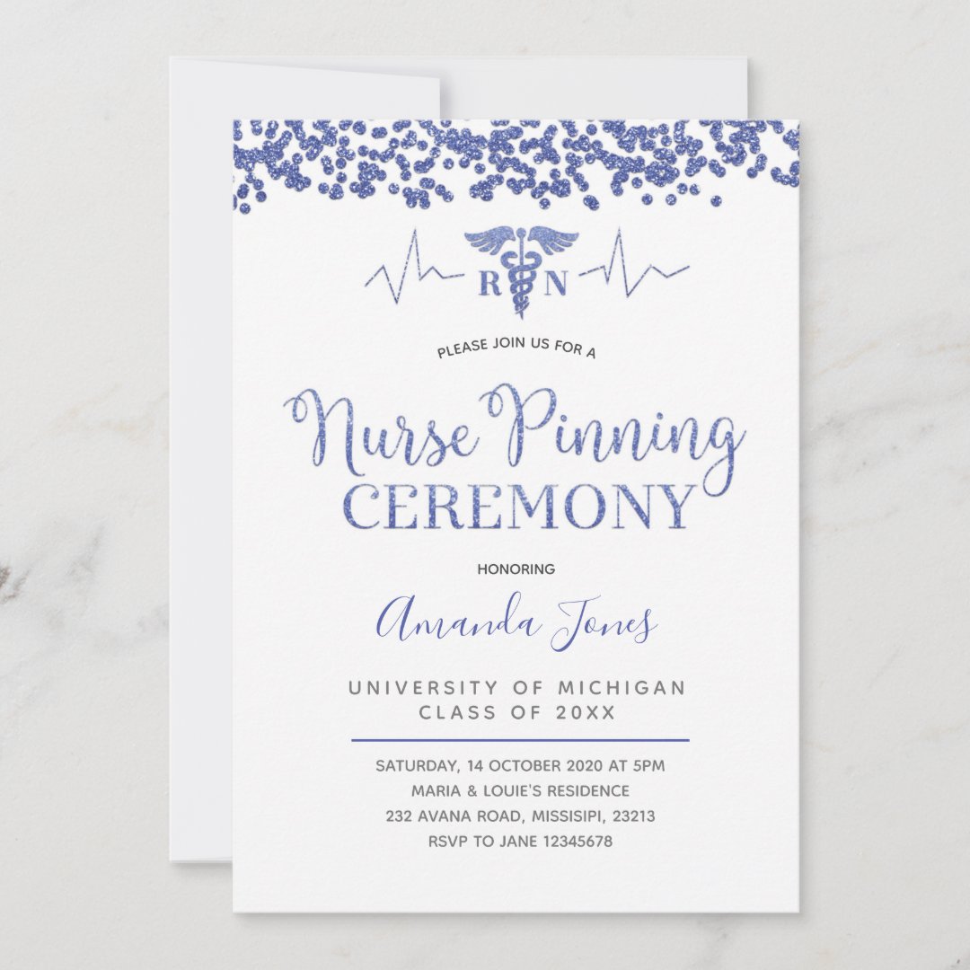 Periwinkle blue Nurse Pinning Ceremony Invitation | Zazzle