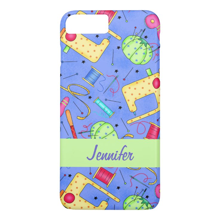 Periwinkle Blue Sewing Notions Name Personalized Case-Mate iPhone Case ...