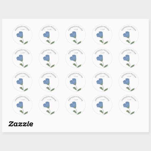 Periwinkle Blue Spring Flower Personalized Classic Round Sticker | Zazzle