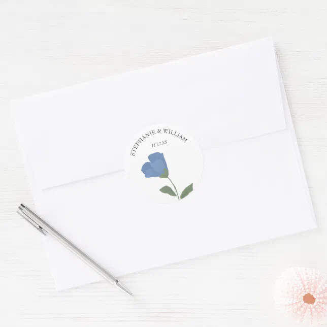 Periwinkle Blue Spring Flower Personalized Classic Round Sticker | Zazzle