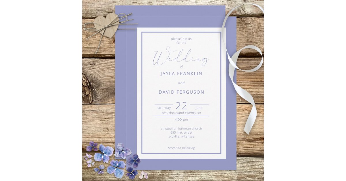 Periwinkle Blue White Modern Wedding Invitation | Zazzle