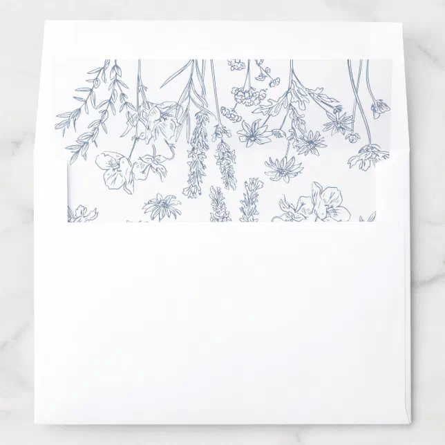 Periwinkle Blue Wildflower Wedding Invitation Envelope Liner | Zazzle