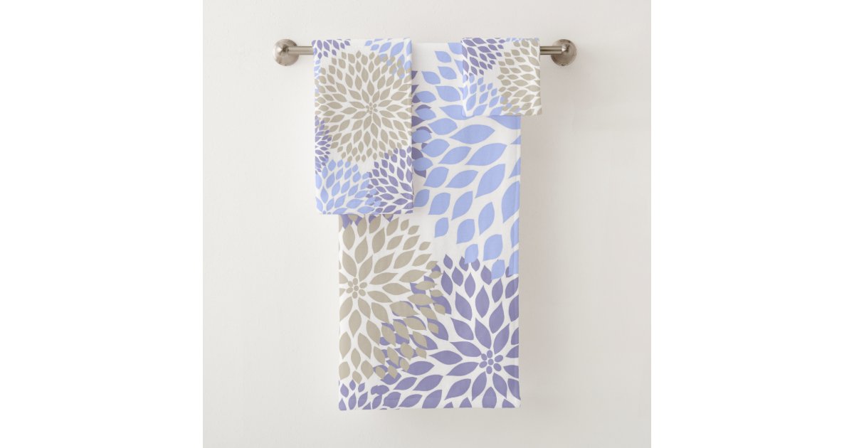 Periwinkle Dahlia floral bath decor Bath Towel Set | Zazzle