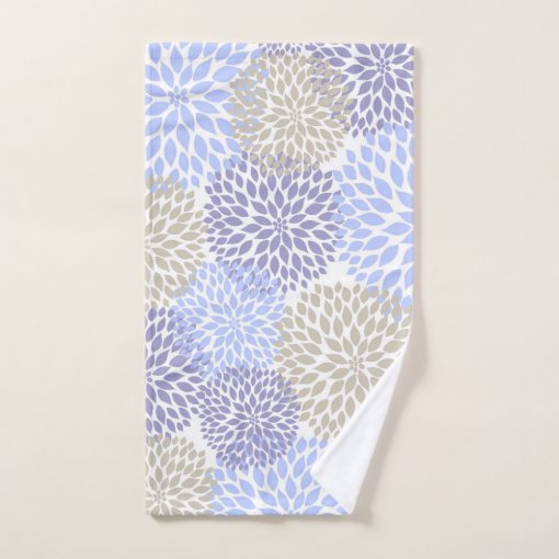 Periwinkle Dahlia floral bath decor Bath Towel Set | Zazzle