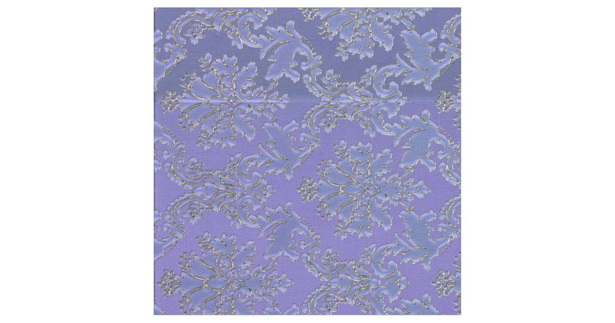 Periwinkle Damask Print Fabric | Zazzle