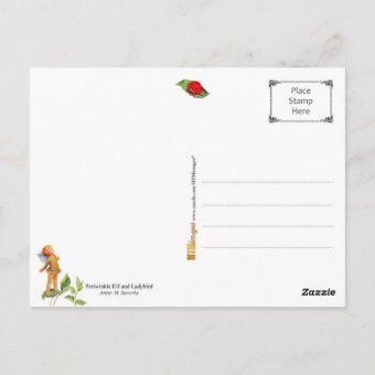 Periwinkle Elf and Ladybug Postcard | Zazzle