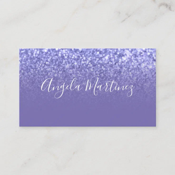 Periwinkle Faux Glitter Ombre Glam Business Card | Zazzle