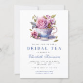Periwinkle Floral Tea Cup Bridal Tea Bridal Shower Invitation | Zazzle
