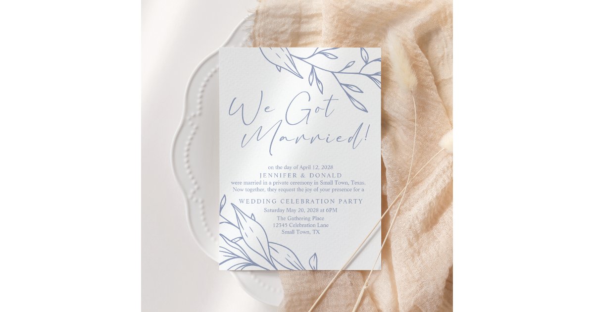 Periwinkle Flower Wedding Just Married Invitation | Zazzle