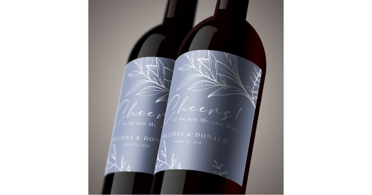 Periwinkle Flowers Boho Wedding Wine Label | Zazzle