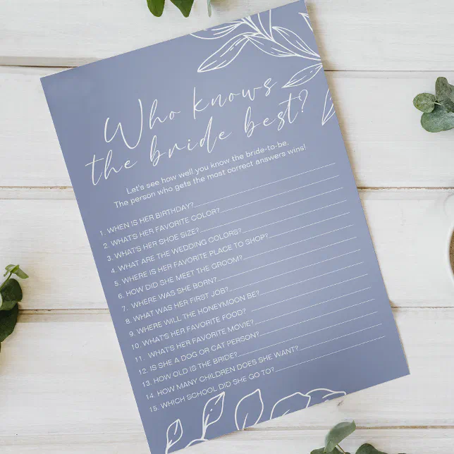 Periwinkle Flowers Game Who Knows Bride Best Flyer | Zazzle