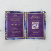 Periwinkle Galaxy Mandala QR Code Indian Wedding Invitation | Zazzle