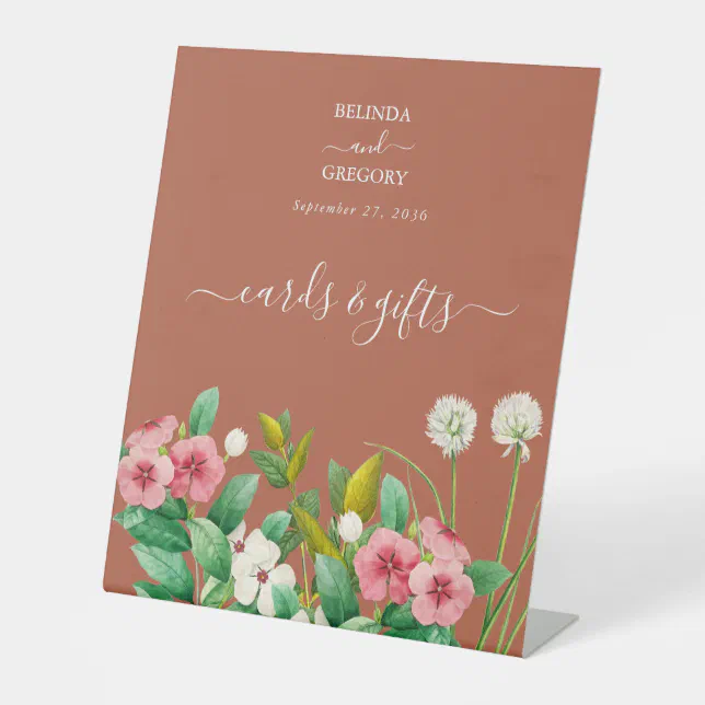 Periwinkle Orange Terracotta Cards Gifts Wedding Pedestal Sign | Zazzle