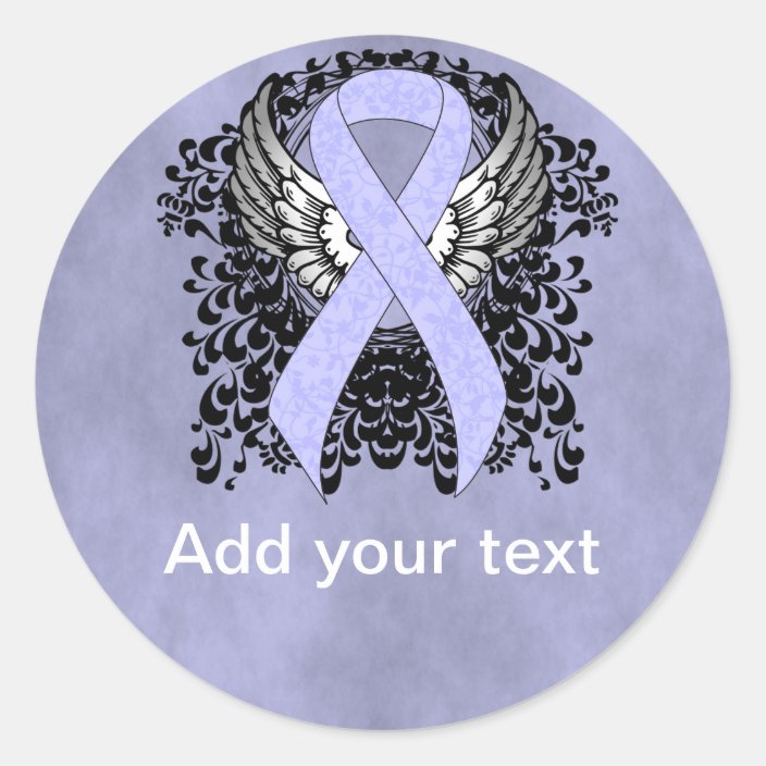 Periwinkle Ribbon with Wings Classic Round Sticker | Zazzle.com