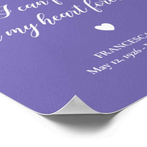Periwinkle See You In My Heart Forever Memorial Poster | Zazzle