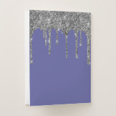 Periwinkle Silver Glitter Drips Sparkle Monogram Pocket Folder | Zazzle