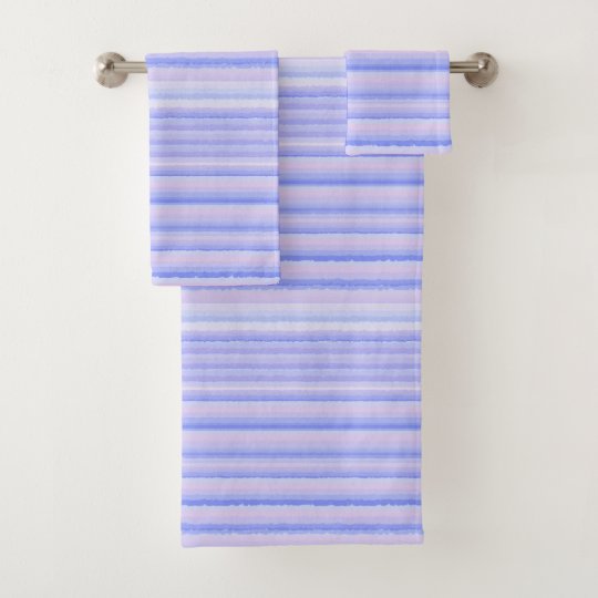 Periwinkle Watercolor Thin Stripe Bath Towels | Zazzle.com