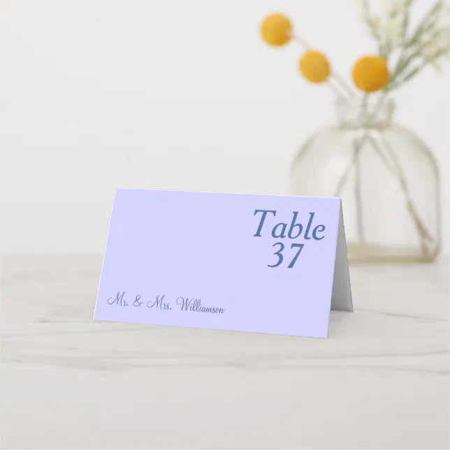 Periwinkle Wedding RSVP Table Number Place Card | Zazzle