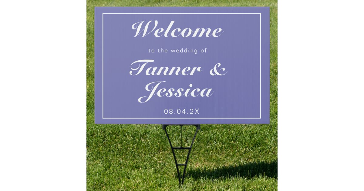 Periwinkle & White Modern Wedding Welcome Sign | Zazzle