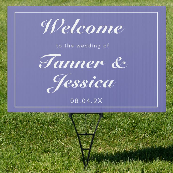 Periwinkle & White Modern Wedding Welcome Sign | Zazzle