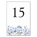 Periwinkle Wildflower Wedding Floral Table Number | Zazzle
