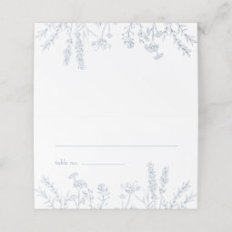 Periwinkle Wildflower Wedding Folded Place Card | Zazzle