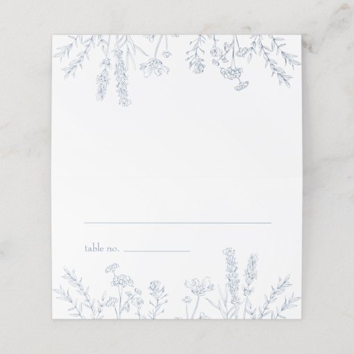 Periwinkle Wildflower Wedding Folded Place Card | Zazzle