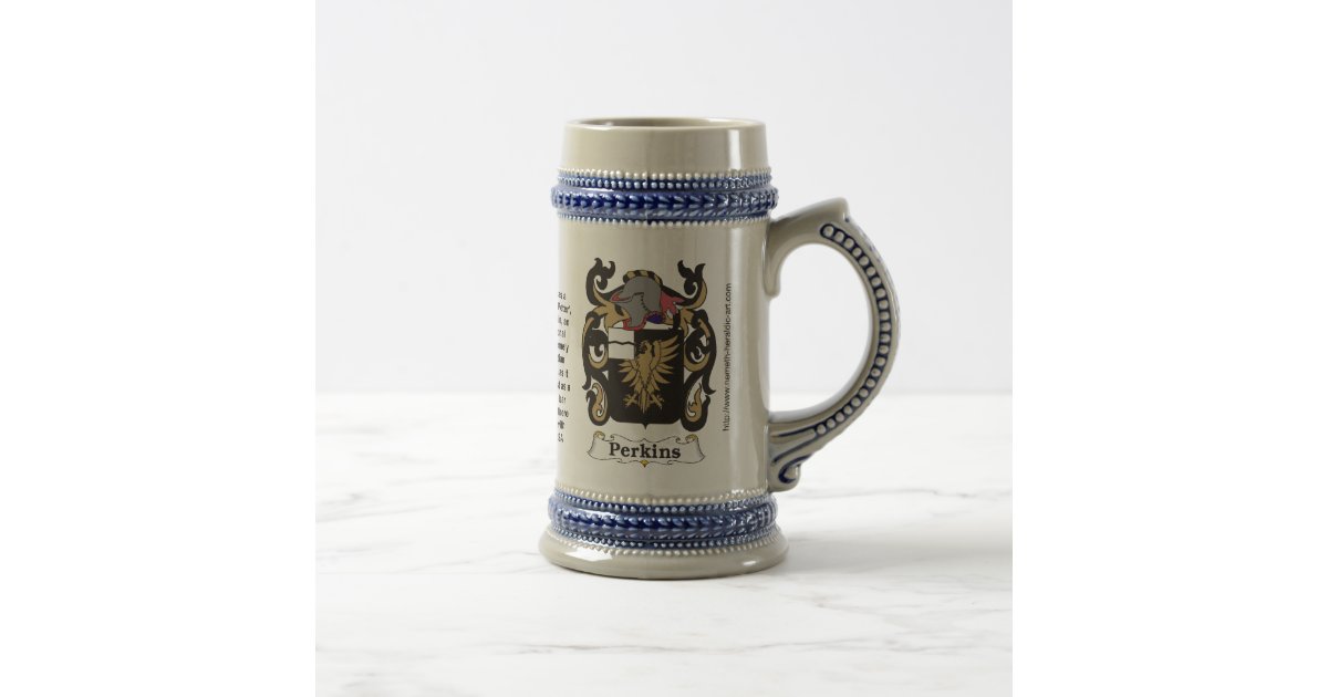 Perkins Family Coat of Arms on a Stein | Zazzle