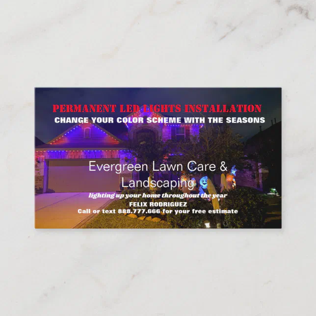 Permanent LED Light Photo Installation Business Card | Zazzle