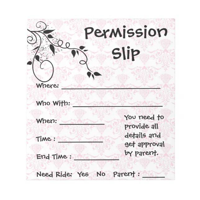 Permission Slip : Notepad | Zazzle