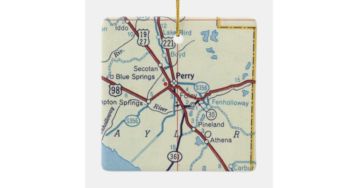 Perry Florida Vintage Map Ceramic Ornament | Zazzle