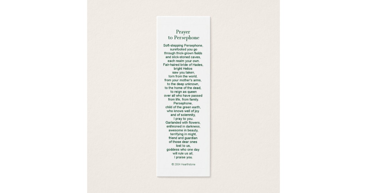 Persephone Prayer Card | Zazzle
