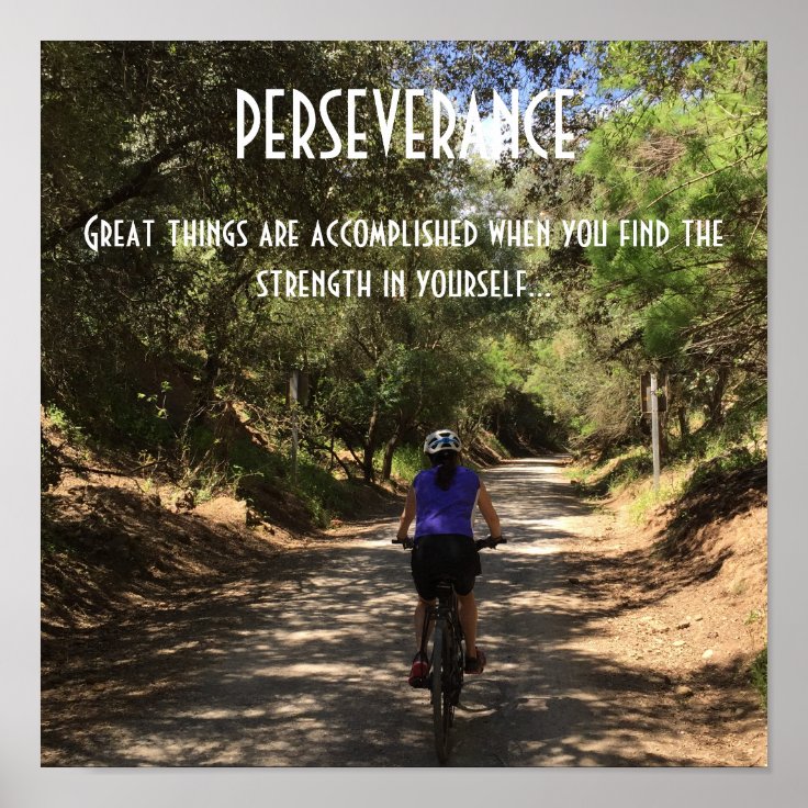 Perseverance Bike Riding Motivational Quote Poster | Zazzle