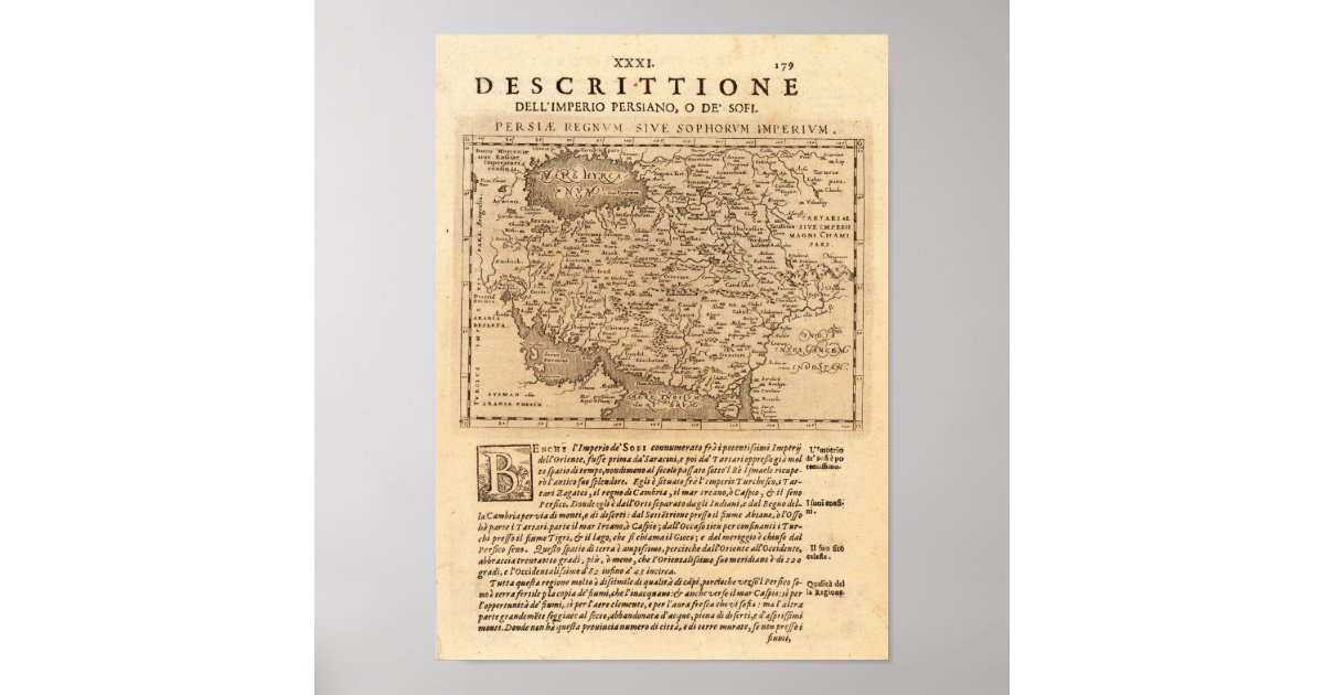 Persia Ptolemaeus Claudius Map Repruduction Poster | Zazzle