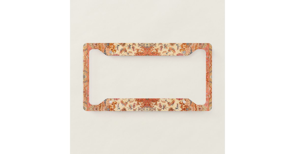 Persia Tabriz Dusty Tan Red Blush License Plate Frame | Zazzle