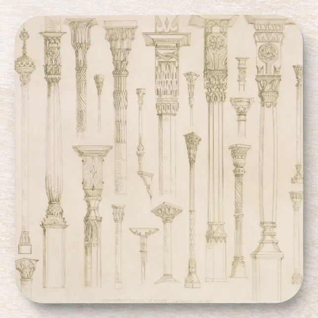 Persian and Turkish wooden column designs, from 'A Drink Coaster | Zazzle