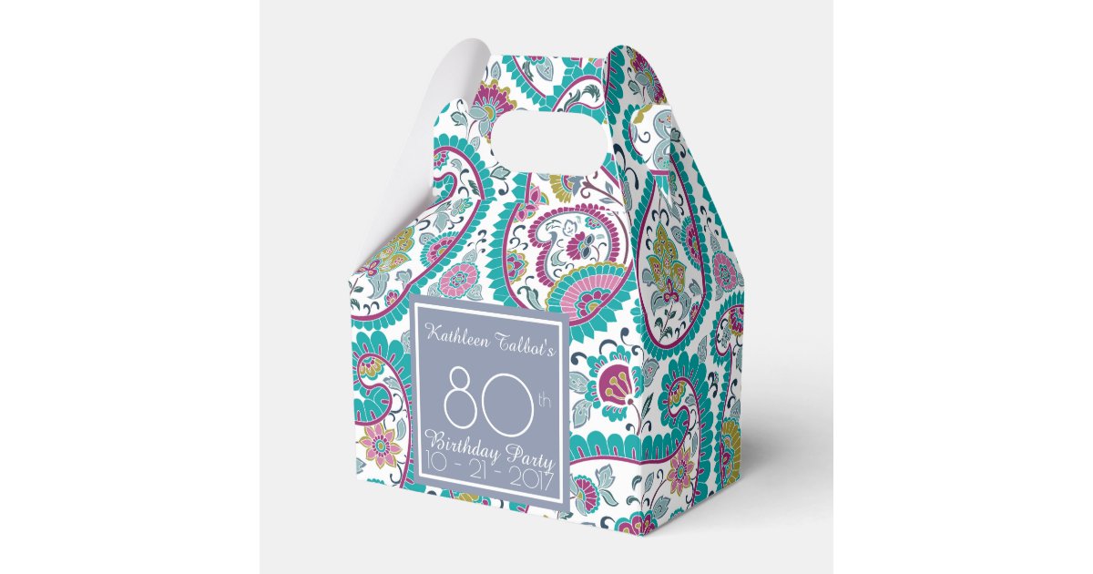 Persian Boteh Paisley 80th Birthday Thank You F B Favor Boxes | Zazzle