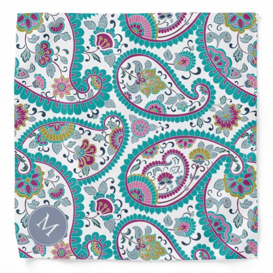 Persian Boteh Paisley Pattern Monogram Bandana | Zazzle.com