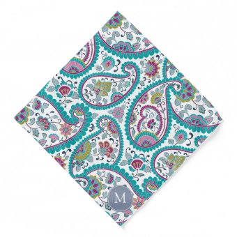 Persian Boteh Paisley Pattern Monogram Bandana | Zazzle