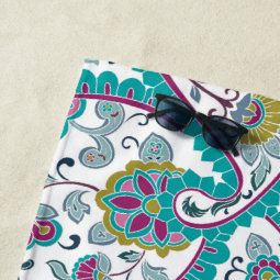 Persian Boteh Paisley Pattern Monogram Beach Towel | Zazzle