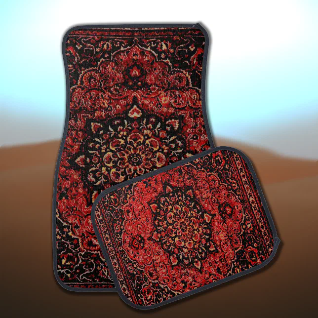 Persian carpet look in rose tinted field car floor mat | Zazzle