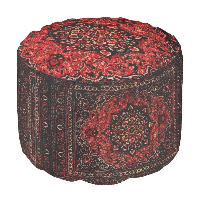 Persian carpet look in rose tinted field pouf | Zazzle