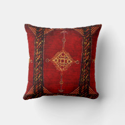 Persian carpet pattern in dark red throw pillow | Zazzle