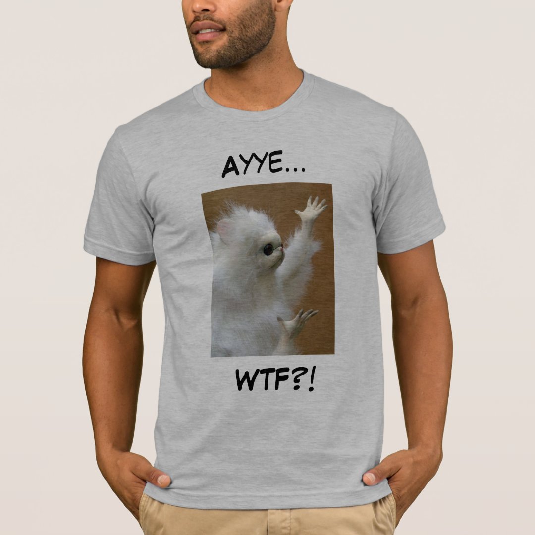 Persian cat meme Ayye WTF shirt | Zazzle