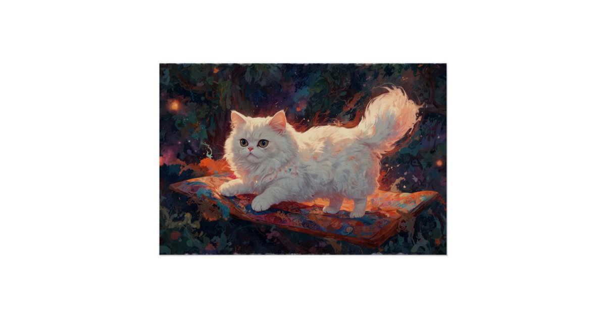 Persian Cat on a Flying Carpet Poster | Zazzle