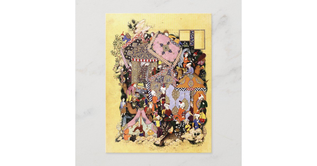 Persian Miniature: Majnun Approaches Layla Caravan Postcard | Zazzle