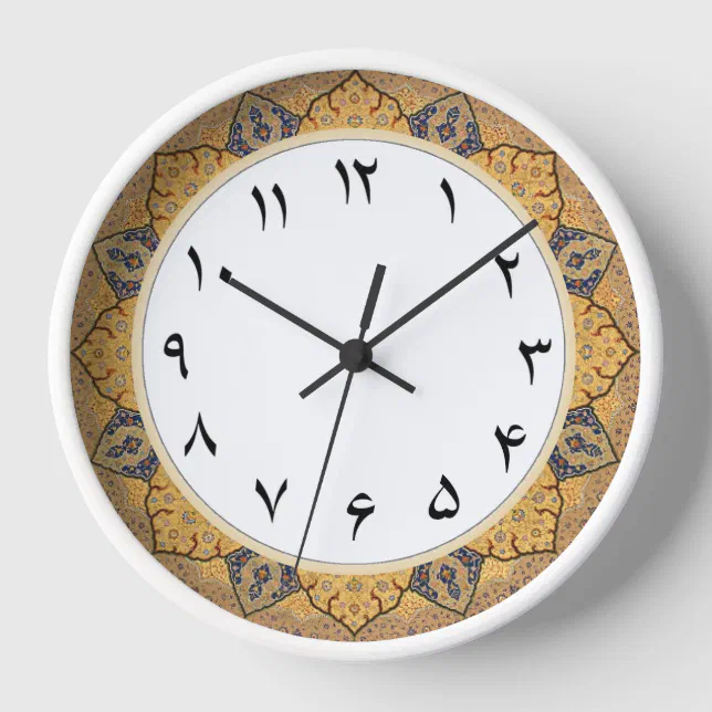 Persian Numbers Clock with Farsi Numerals | Zazzle
