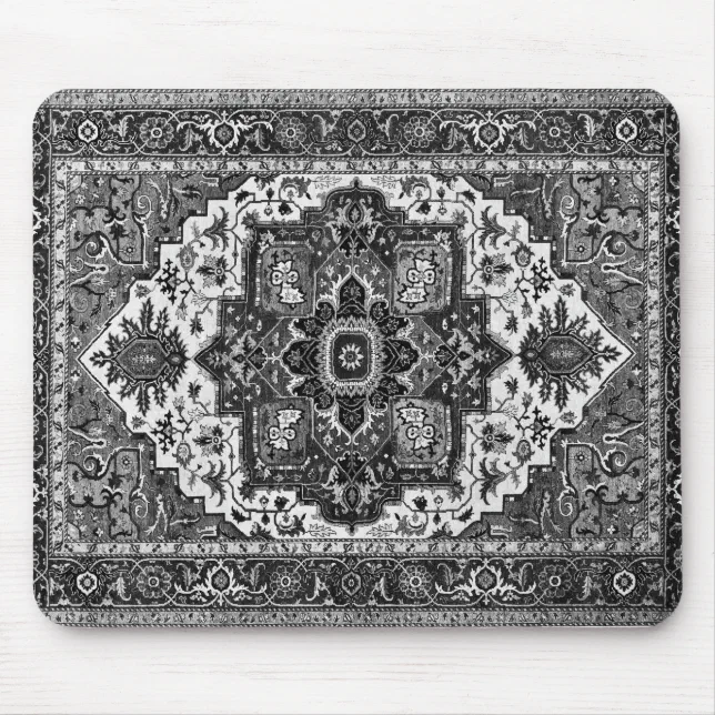 PERSIAN RUG - Black & White Mouse Pad | Zazzle
